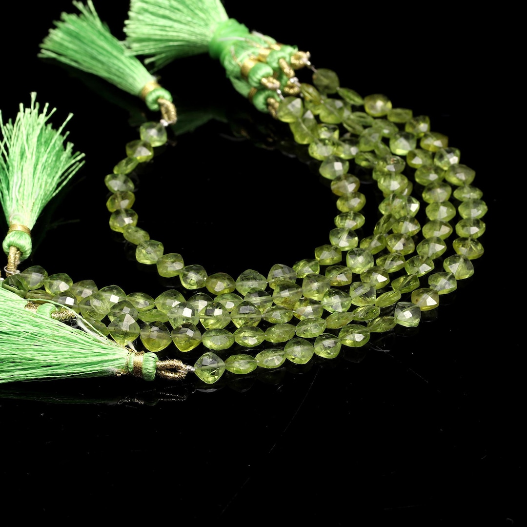 Peridot Faceted Cushion Shape Beads, Natural Peridot Cushion Briolettes ...