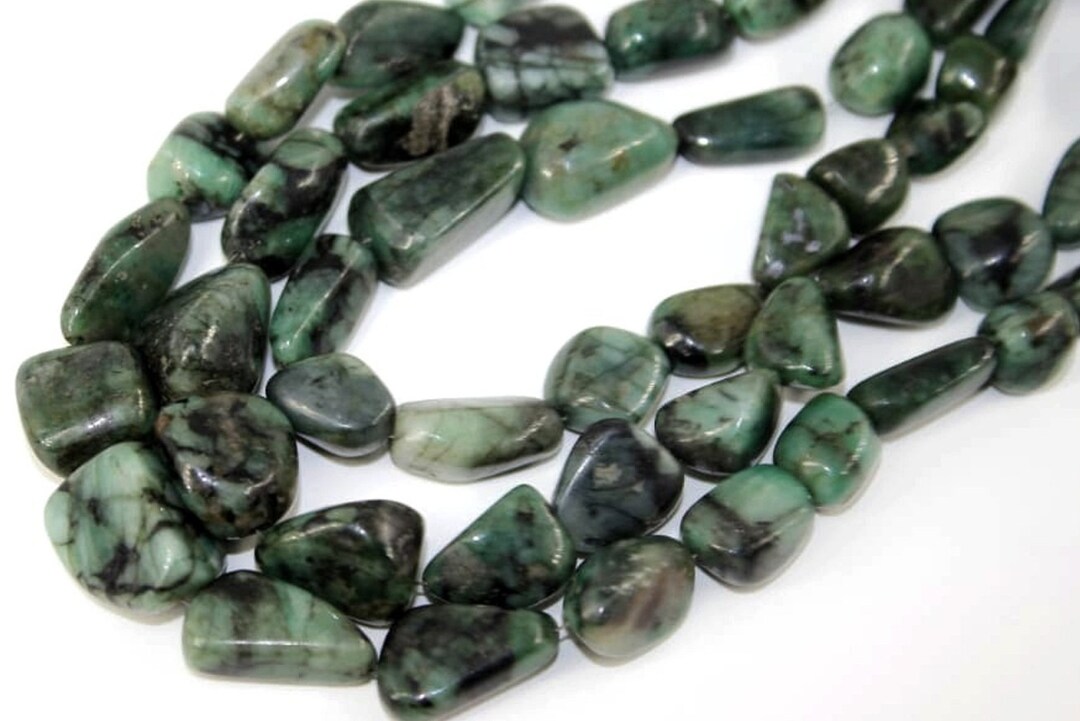 Emerald Beads, Natural Emerald Smooth Tumbled Beads, Green Emerald Free ...