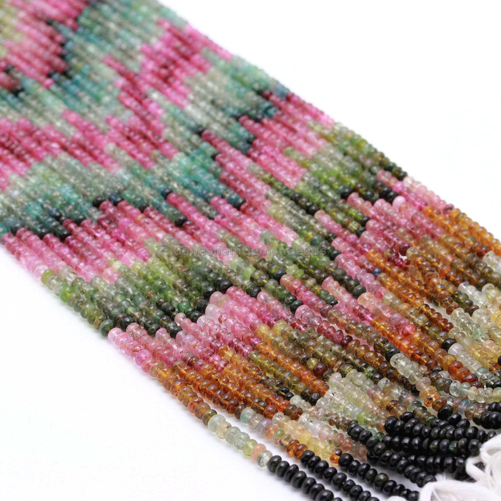 Rare Extremely Blue Color in Multi Tourmaline Rondelle Beads,4-5 Mm ...