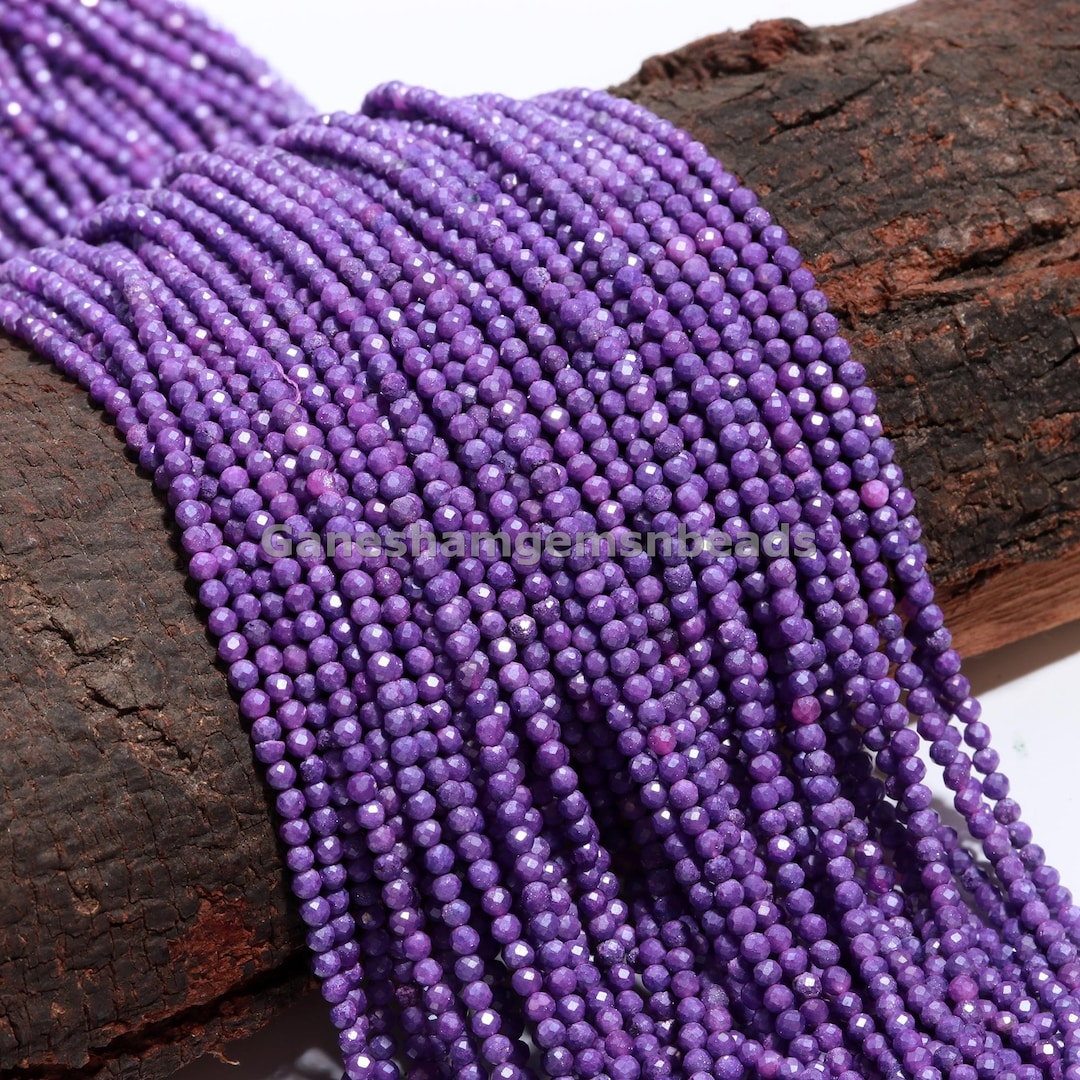 AAA Natural Purple Moonstone Silver Coated Faceted 2-2.50 Mm Round ...