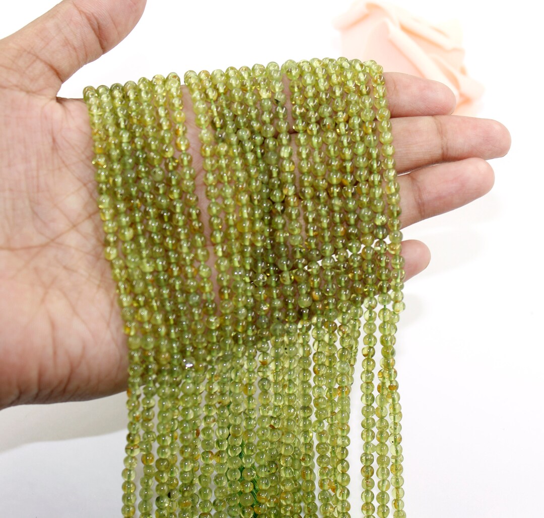Peridot Round Beads, Natural Green Peridot Smooth Round Beads 4-5 Mm ...