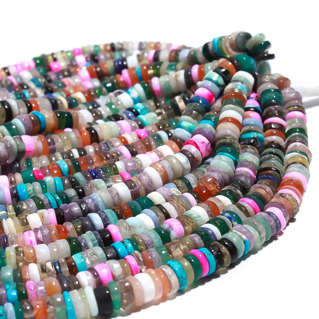 Natural Multi Disco Smooth Heishi Tire, Multi Disco Tire Beads, Mix ...