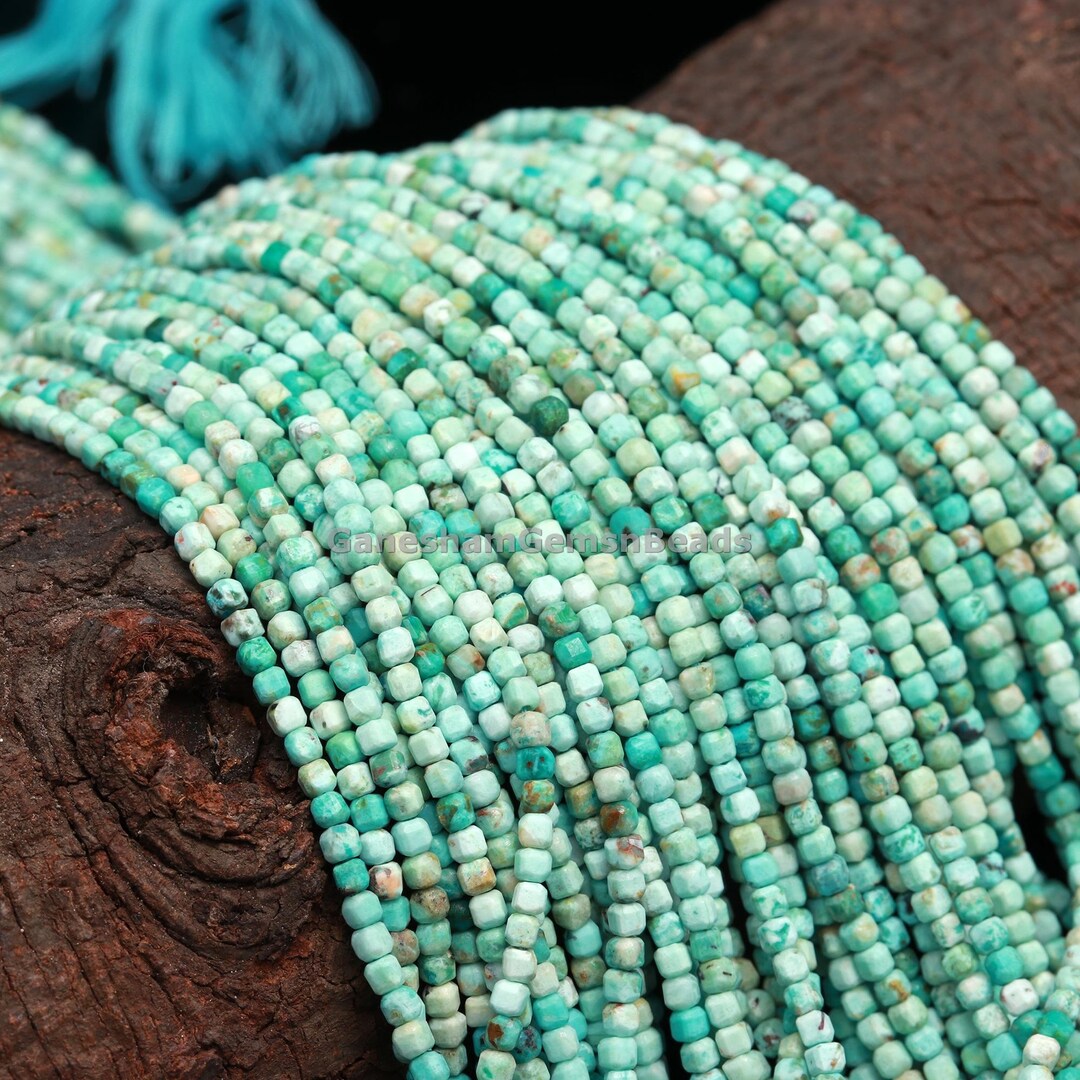 African Arizone Turquoise Cube Box, Natural African Arizone Turquoise ...