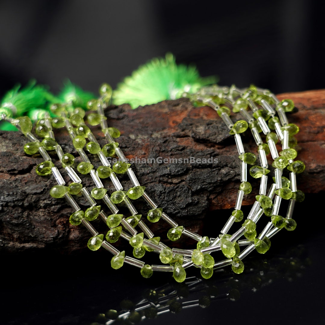 Natural Peridot Faceted Teardrop Shape Beads, Peridot Drop Briolettes ...