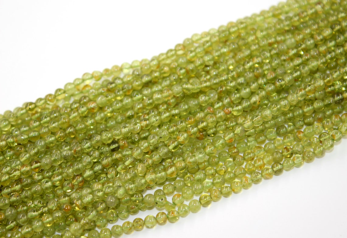 Natural Peridot Smooth Round Beads 13 Inches 4-5 Green Peridot | Etsy