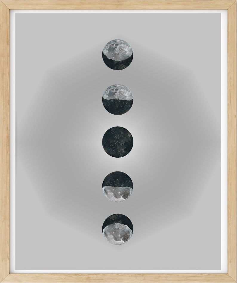 Black Moon Art Abstract Moon Cycle Moon Phases Print | Etsy
