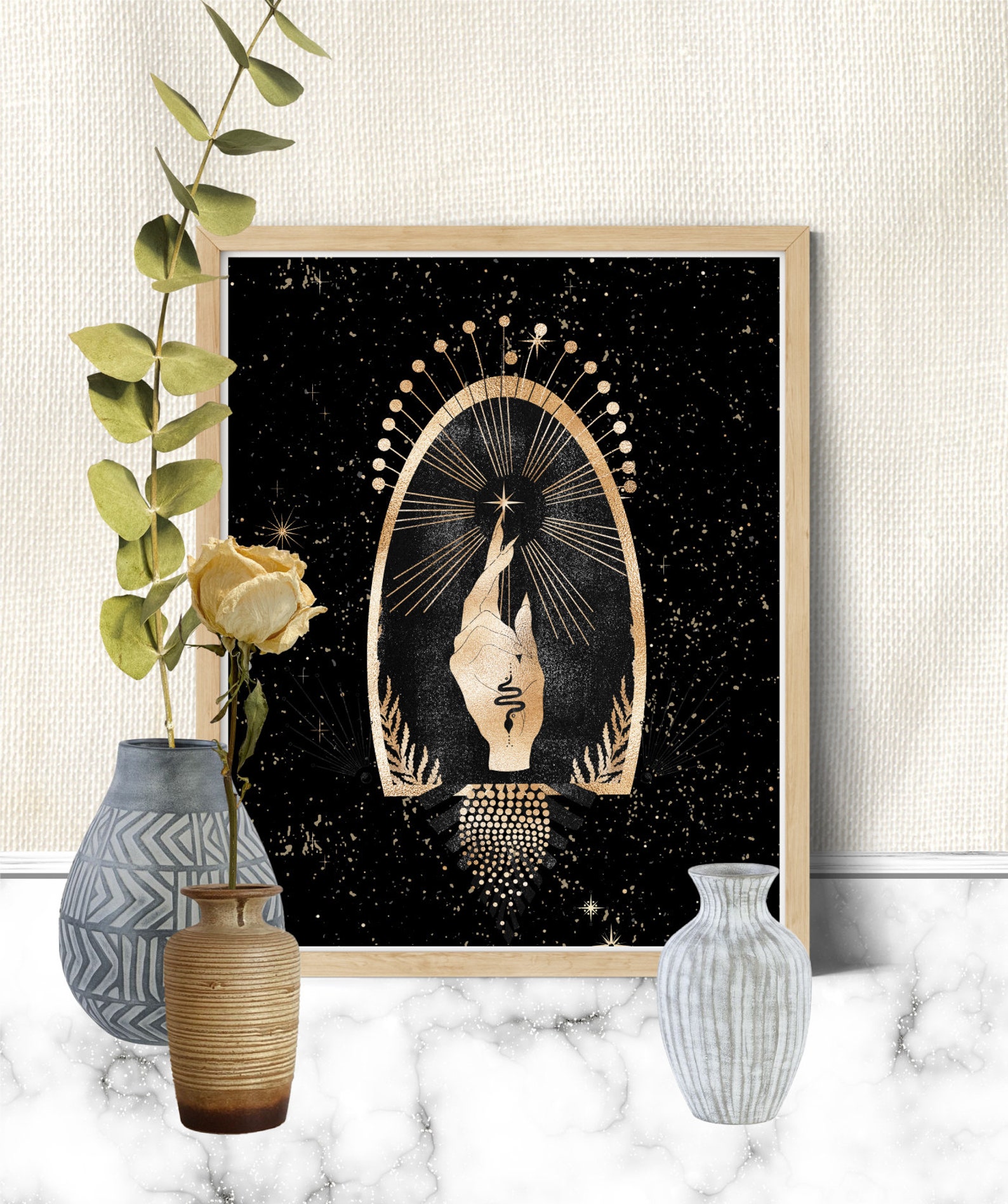 Witchy Goth Gifts Sun and Moon Print Black Witch Home Wall Art Decor ...