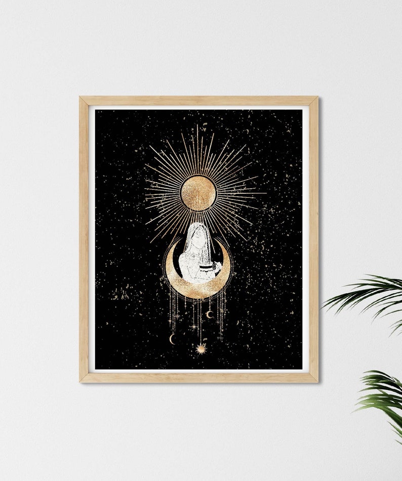 Witchy Woman, Sun and Moon Print, Witch Wall Decor, Black Witchy Home ...