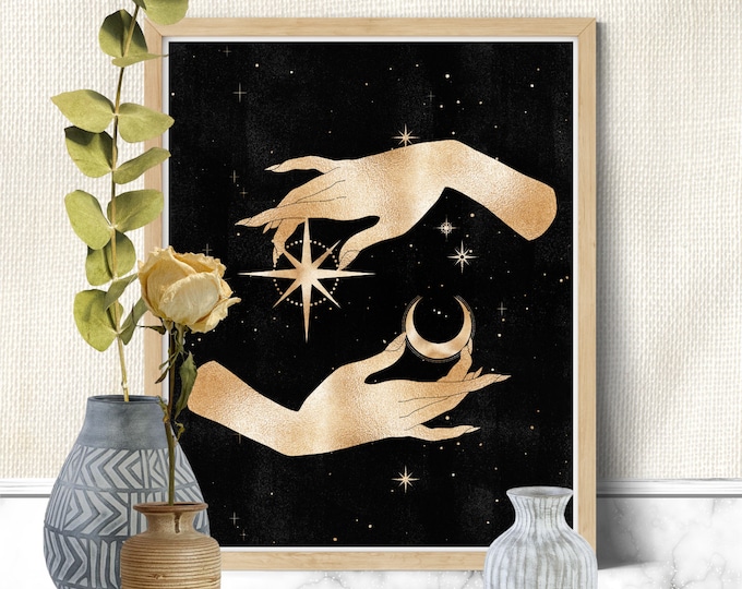 Black and White Witchy Lino Print, Witchy Aesthetic, Witch Wall Art ...