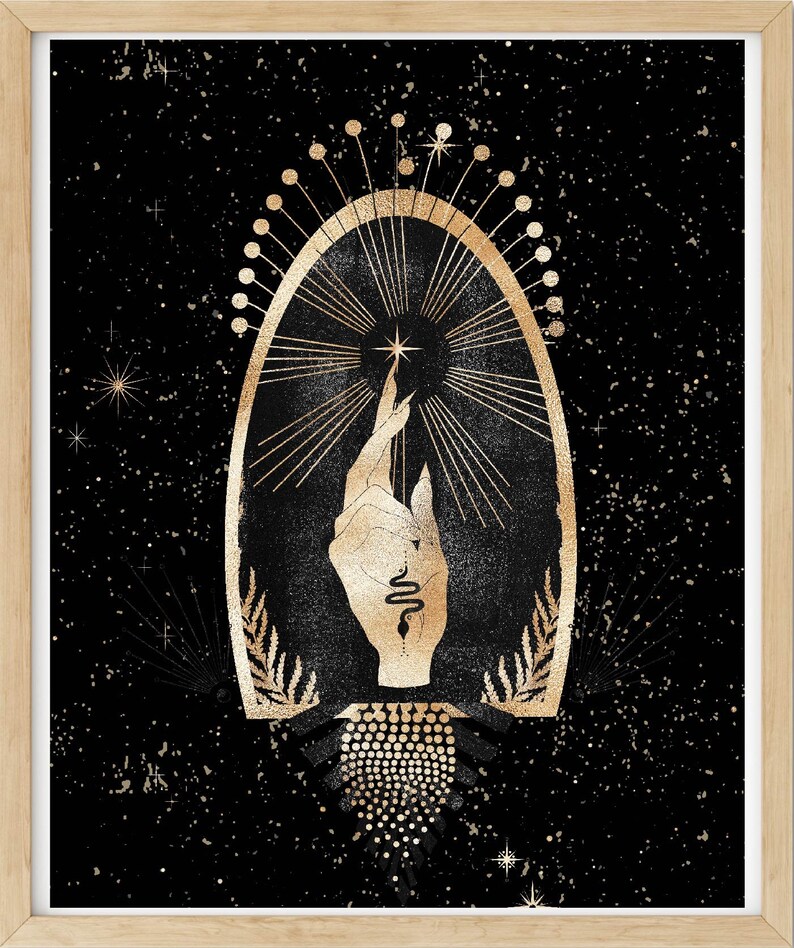 Witchy Goth Gifts Sun and Moon Print Black Witch Home Wall Art Decor ...