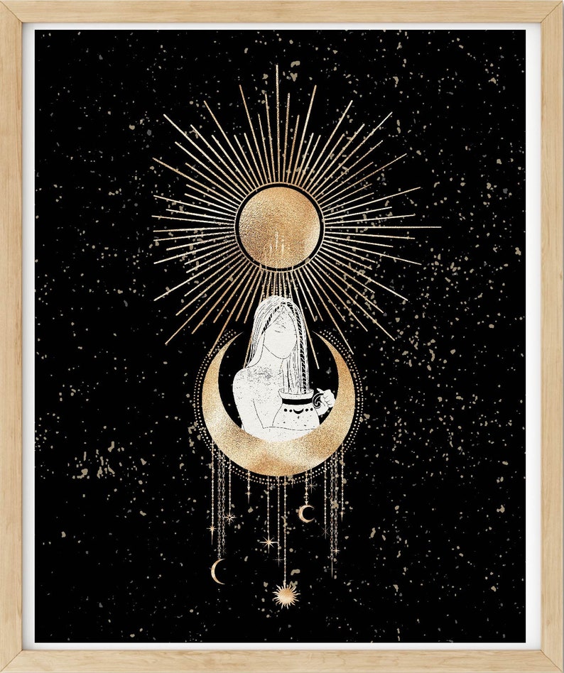 Witchy Woman, Sun and Moon Print, Witch Wall Decor, Black Witchy Home ...