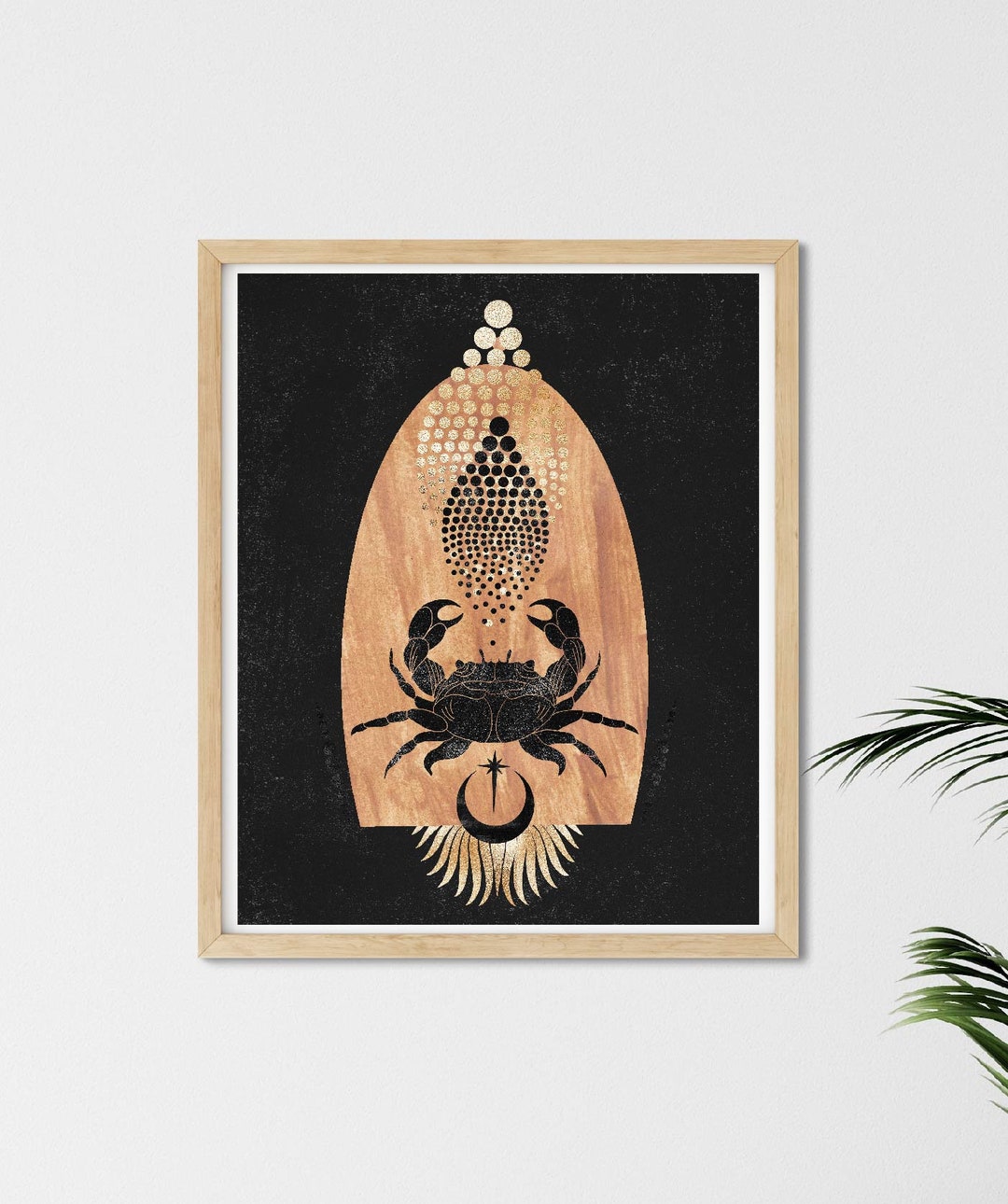 Black Crab Witch Art Print, Burnt Orange Mid-century Modern (digital ...