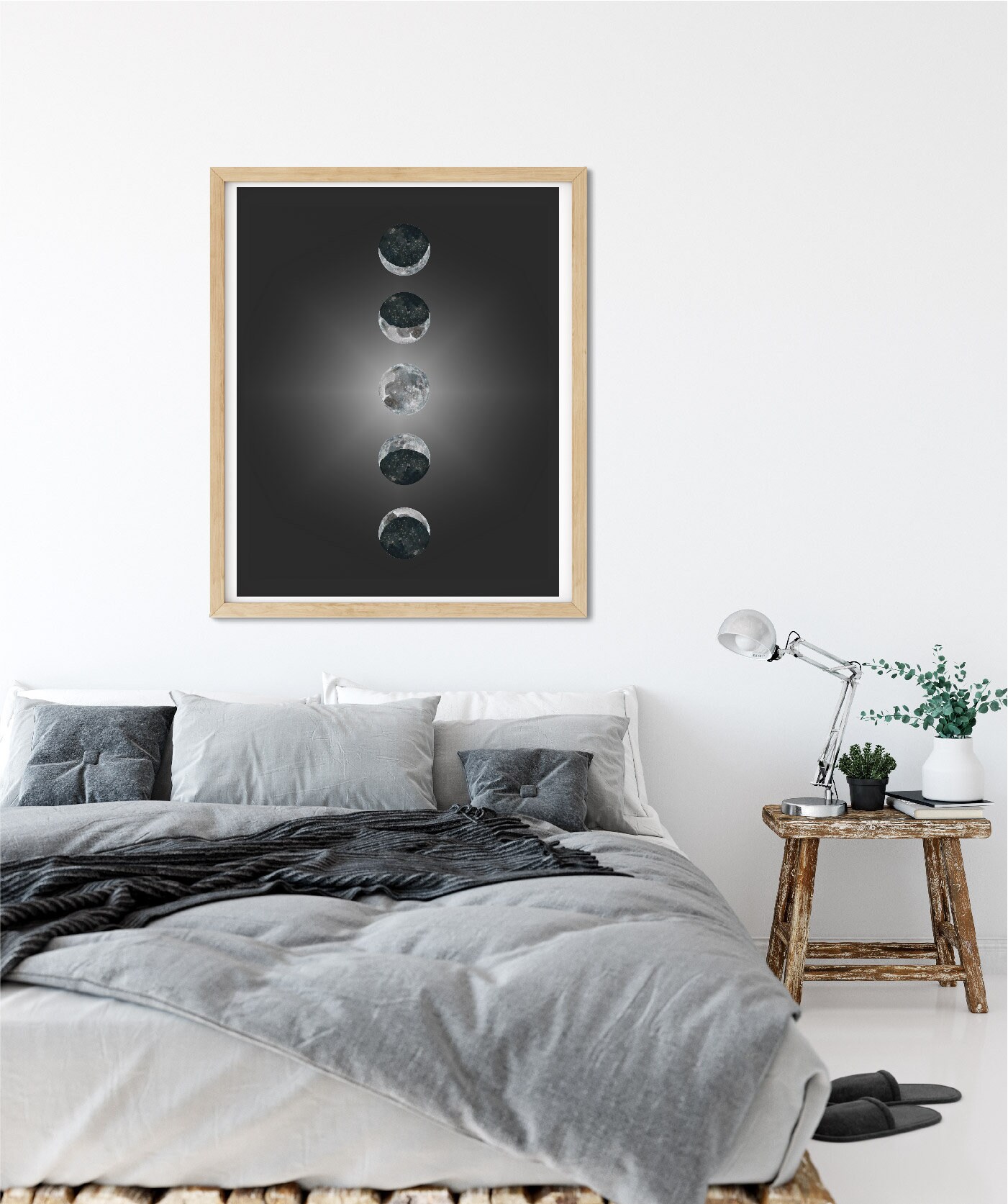 White Moon Art Abstract Moon Cycle Moon Phases Print Abstract Moon ...