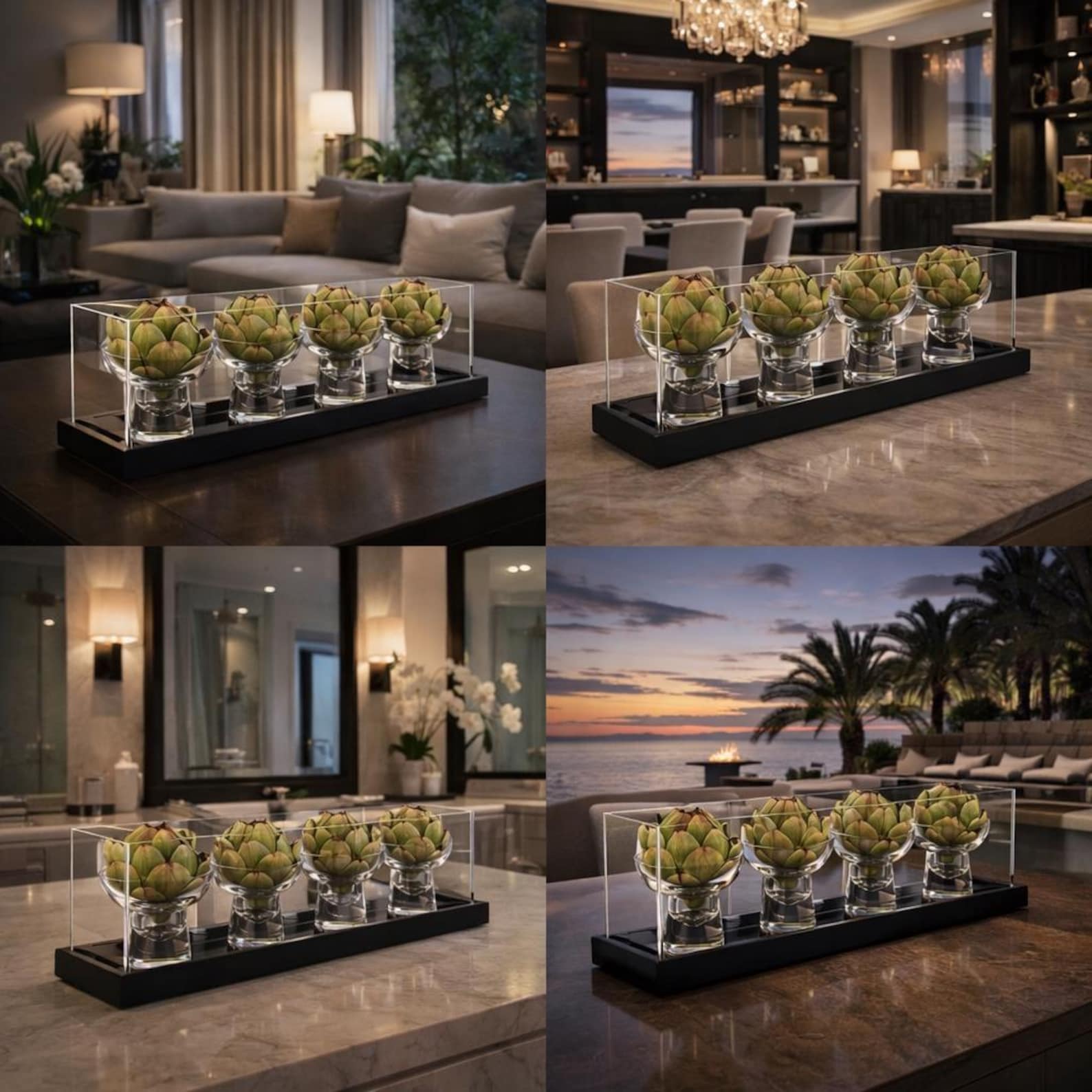 VICKY YAO- Luxury Faux Artichoke Centerpiece | Modern Glass Display ...
