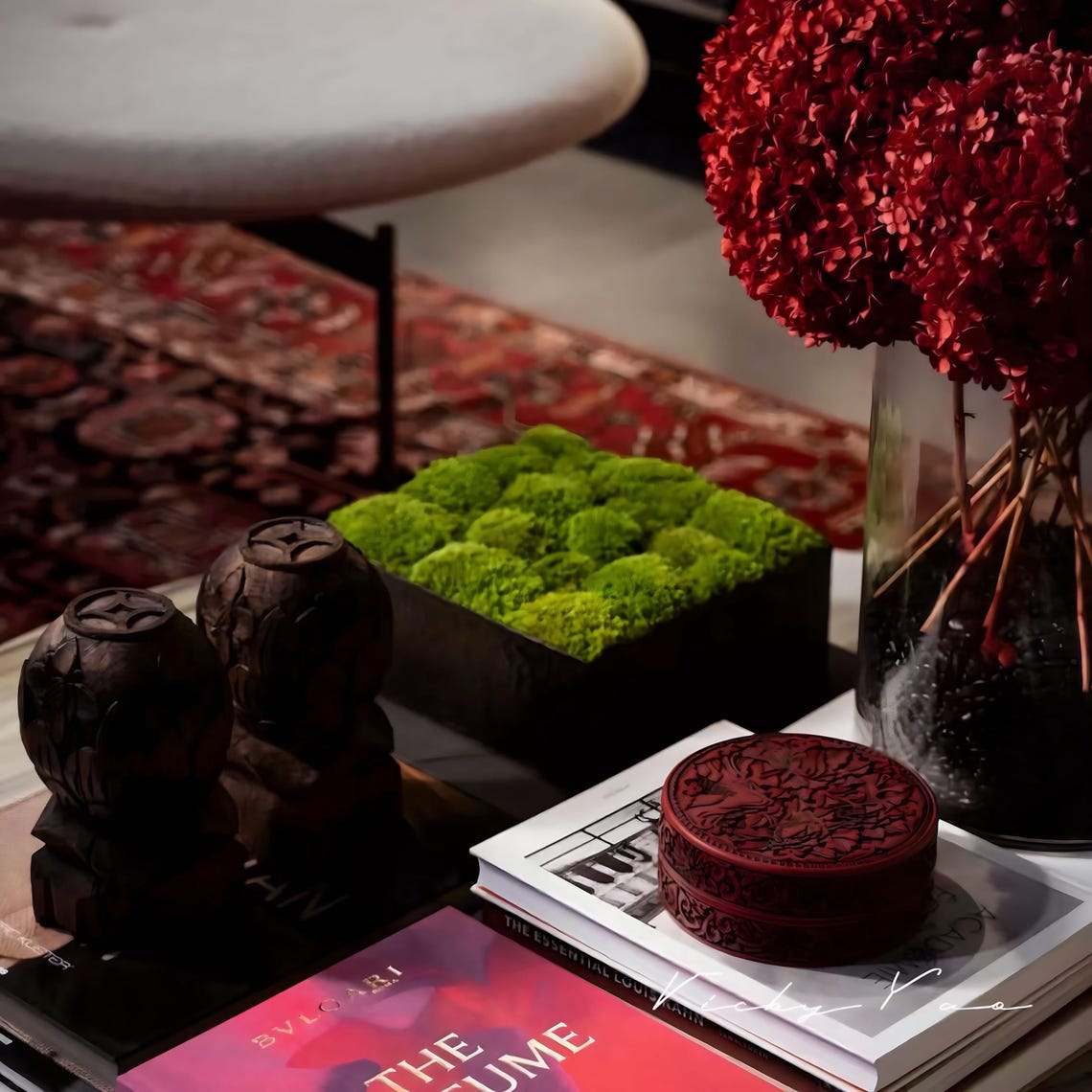 VICKY YAO Design Aesthetic - Elegant Preserved Real Moss in a Brass Pot ...