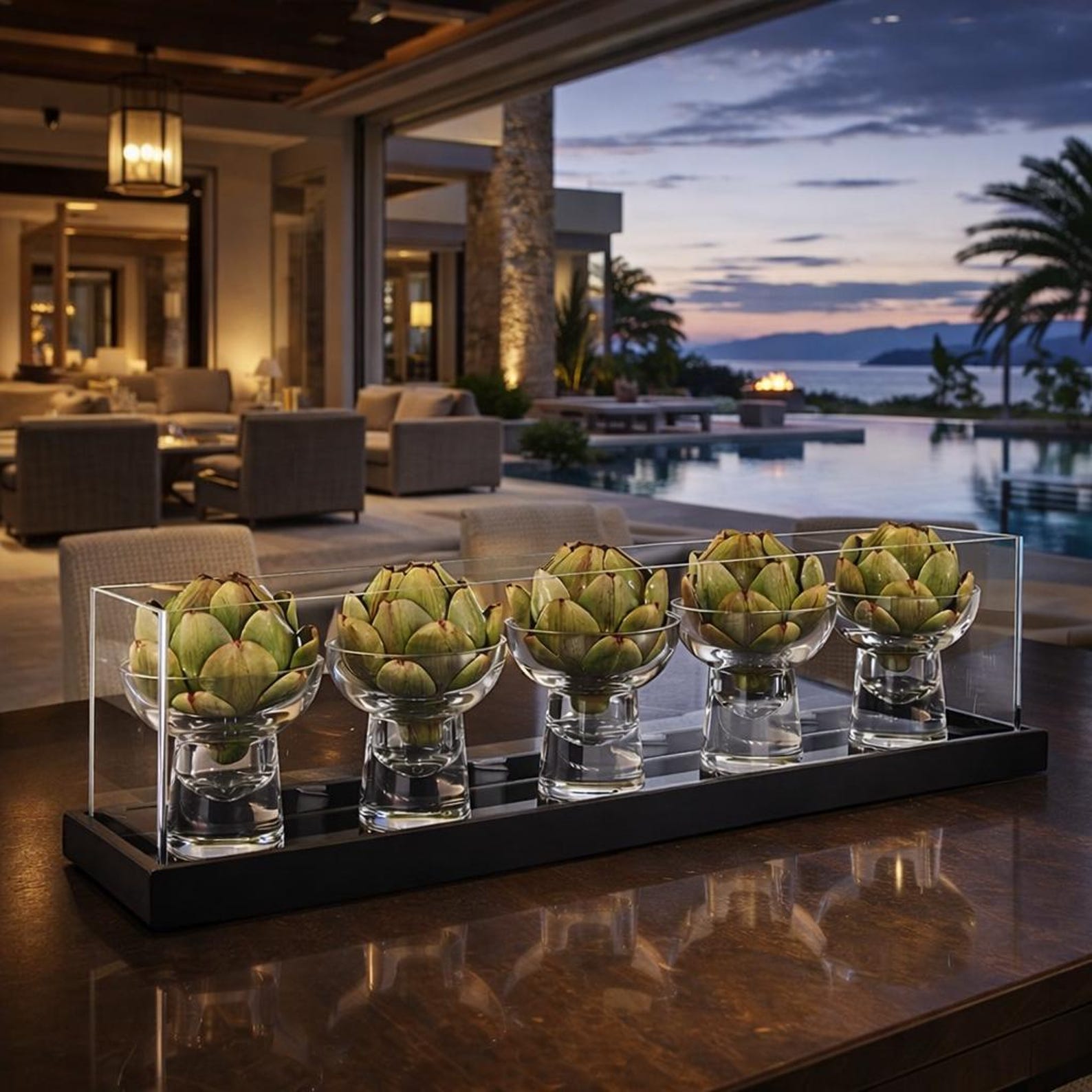 VICKY YAO- Luxury Faux Artichoke Centerpiece | Modern Glass Display ...