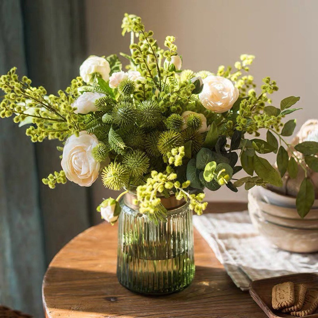 VICKY YAO Faux Floral - Exclusive Design Green Spring Artificial Flower ...