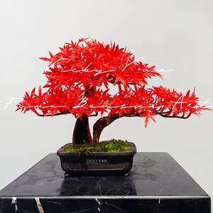VICKY YAO Design Aesthetic - Handmade Artificial Red Maple Leaf Bonsai ...