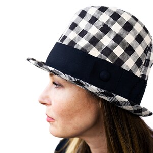 Checkers Fedora Top Hat Style Black and White Checkered Women's Unisex ...