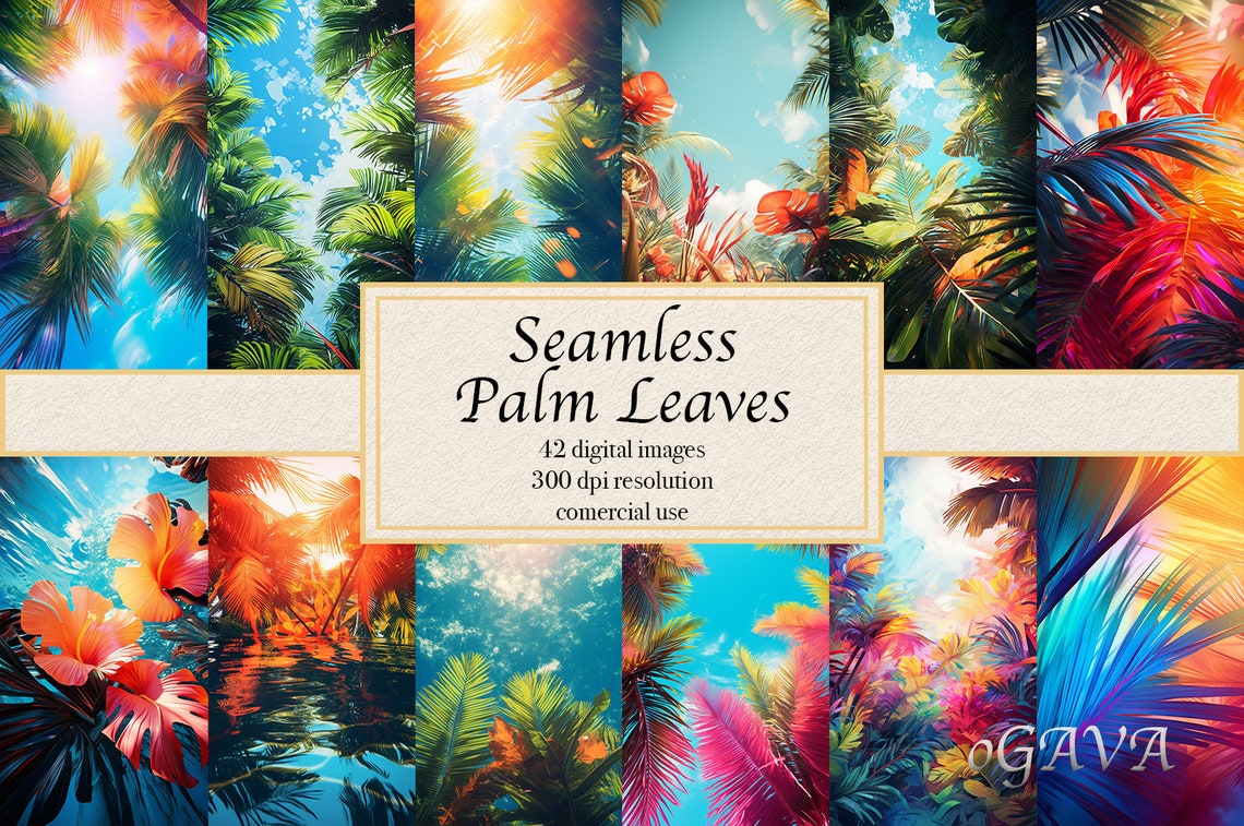 Pattern Palm Tree Textures - Seamless Palm Tree Digital Paper Textures ...