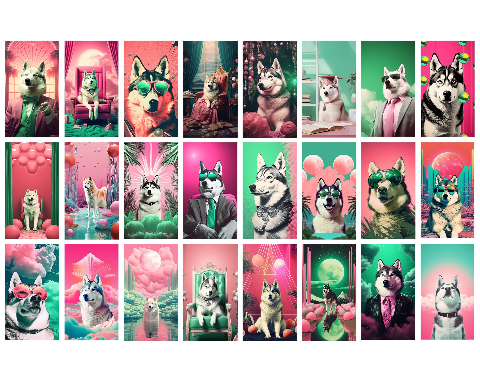 Abstract Husky Portrait Digital Art - Expressive Canine Illustrations ...