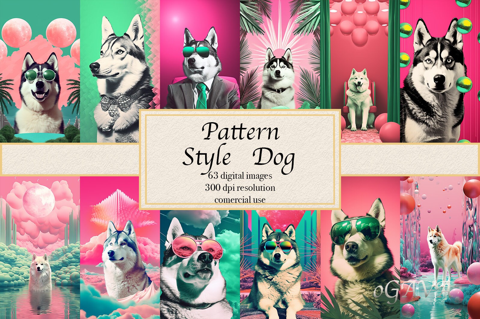 Abstract Husky Portrait Digital Art - Expressive Canine Illustrations ...