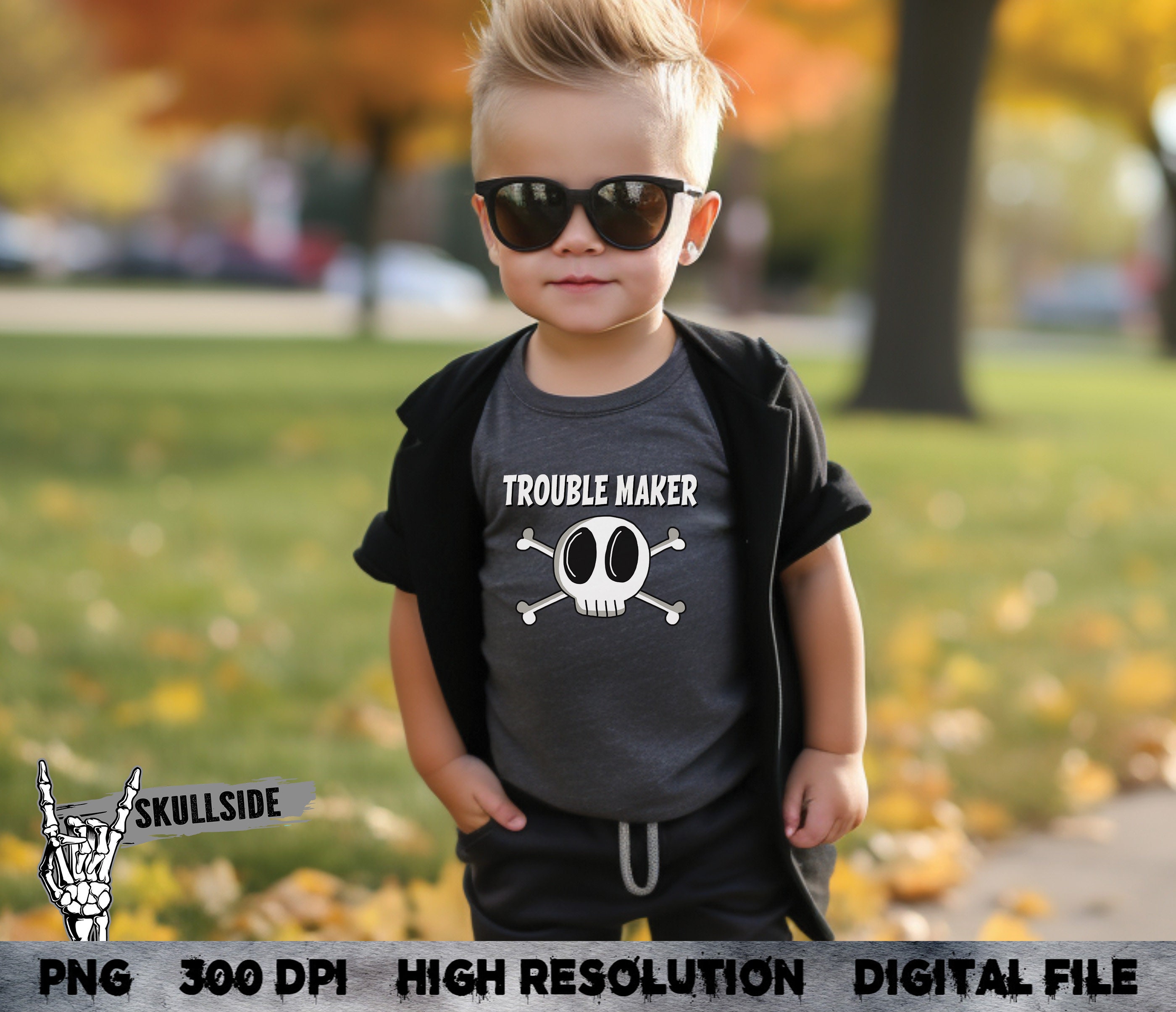 Trouble Maker Png - Kid Skull Tshirt Png - Punk Kid Design - Skulls for ...