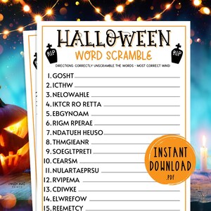 Halloween Word Scramble Game Halloween Printable Games Halloween Games ...
