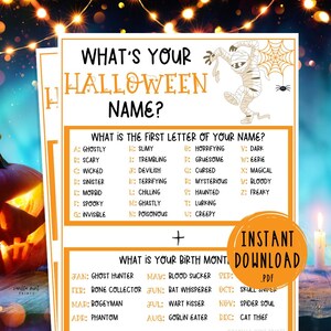 Whats Your Halloween Name Game Halloween Printable Games Spooky Fun ...