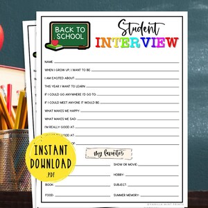 Back to School Student Interview | First Day of School All About Me ...