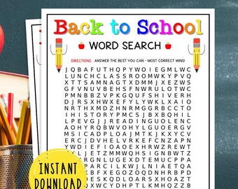 Back to School WORD SEARCH - Back to School Game - First Day of School ...