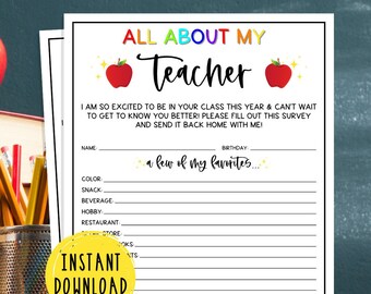 Back to School Interview First Day of School Questionnaire - Etsy