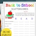 Back to School Game Scattergories First Day of School - Etsy