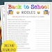 Back to School Game | Riddles | First Day of School Activities | School ...