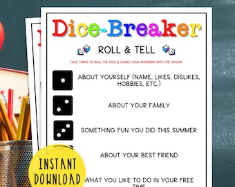 Dicebreaker Roll and Tell Game Back to School Icebreaker - Etsy