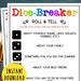 Dice-breaker Roll and Tell Game | Back to School | First Day of School ...
