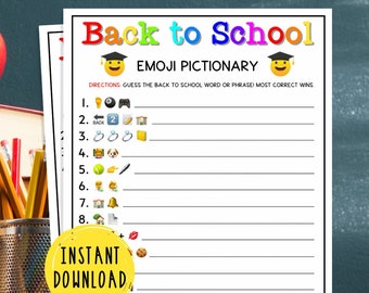 Back to School Game, Emoji Pictionary, First Day of School Activity ...