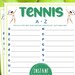 Tennis A to Z Word Game | Printable Tennis Themed Party Games | Tennis ...