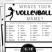 Whats Your Volleyball Name Game | Printable Volleyball Team Party Games ...