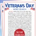 Veterans Day Word Search Game | Printable Veterans Day Party Games ...