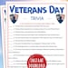 Veterans Day Trivia Game | Printable Veterans Day Party Games | America ...