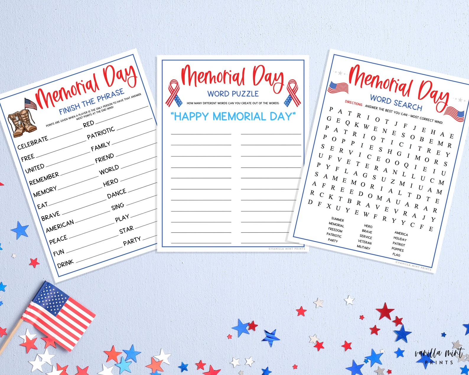 Memorial Day 10 Game BUNDLE Printable Memorial Day Party - Etsy