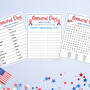 Memorial Day 10 Game BUNDLE | Printable Memorial Day Party Games ...