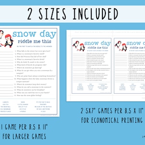 Snow Day Riddle Me This Game | Fun Printable Winter Game | Wintertime ...