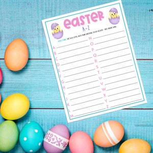 Easter A to Z Word Puzzle Printable Easter Games Party | Etsy