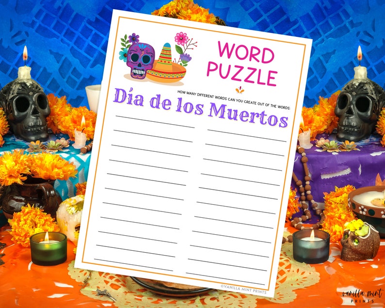Día De Los Muertos Word Puzzle Printable Day of the Dead - Etsy