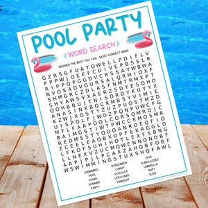 Pool Party Word Search Game | Printable Summertime Games | Fun Summer ...