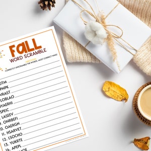 Fall Word Scramble Game Printable Autumn Games Fall Time - Etsy