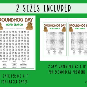 Groundhog Day Word Search Game Punxsutawney Phil Printable Games Party ...