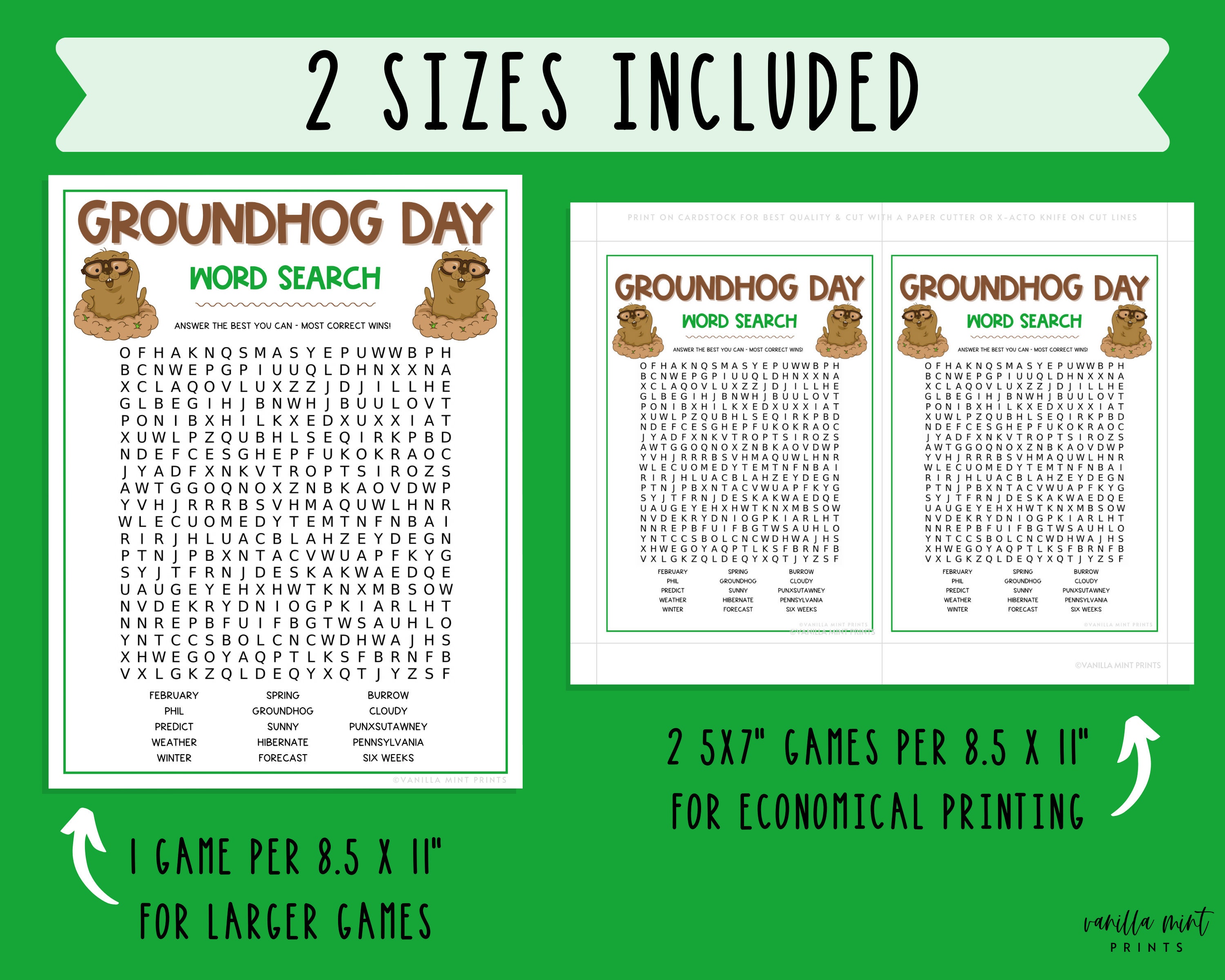 Groundhog Day Word Search Game | Punxsutawney Phil Printable Games ...